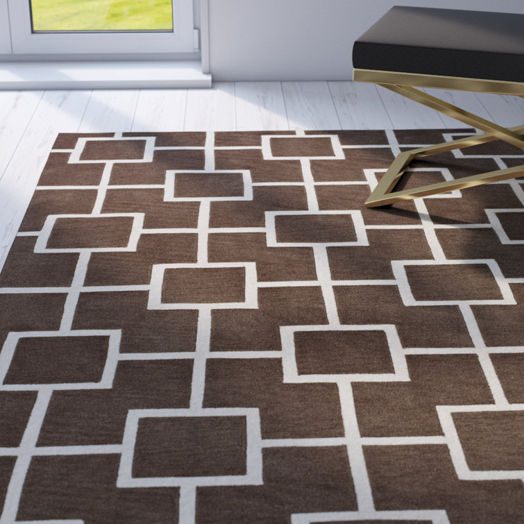 Mercer41 Oriana Geometric Handmade Tufted Mocha Area Rug | Wayfair