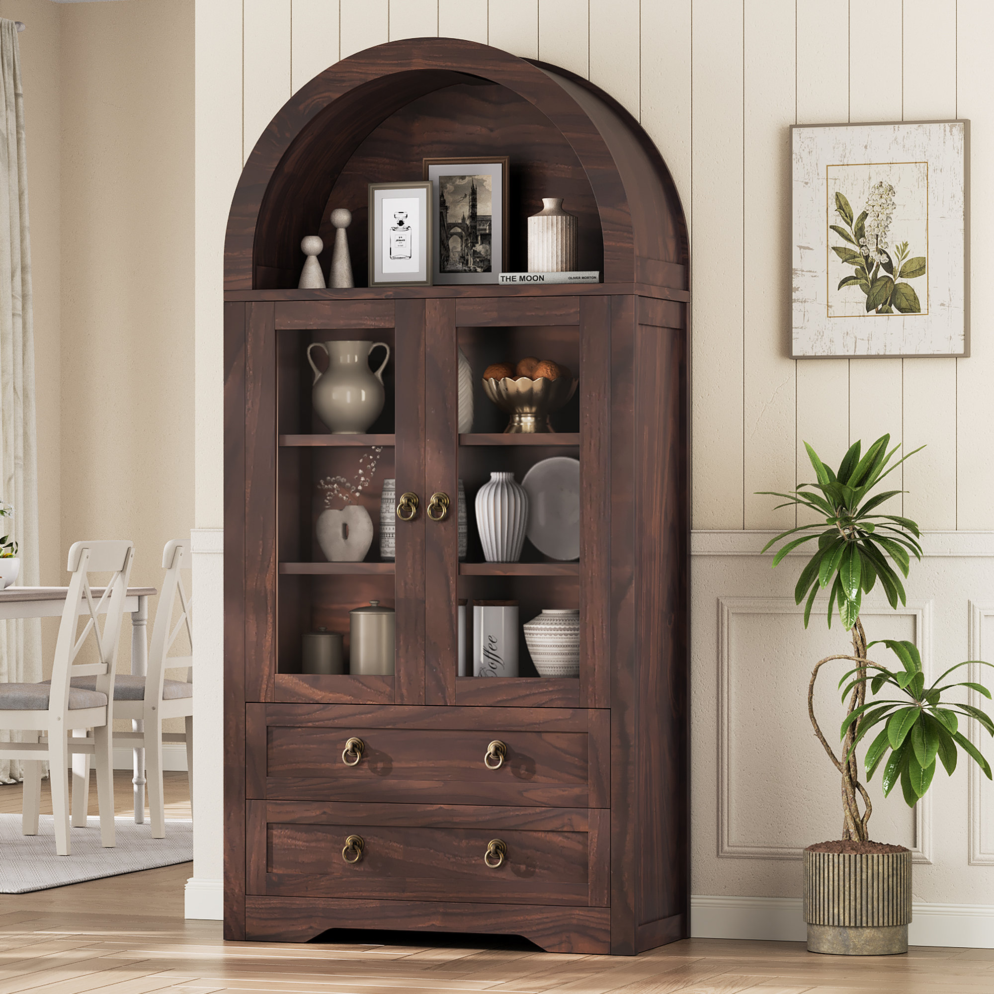 Winston Porter Caspian Modern Design 70.9"Storage Bookcase,Arched ...
