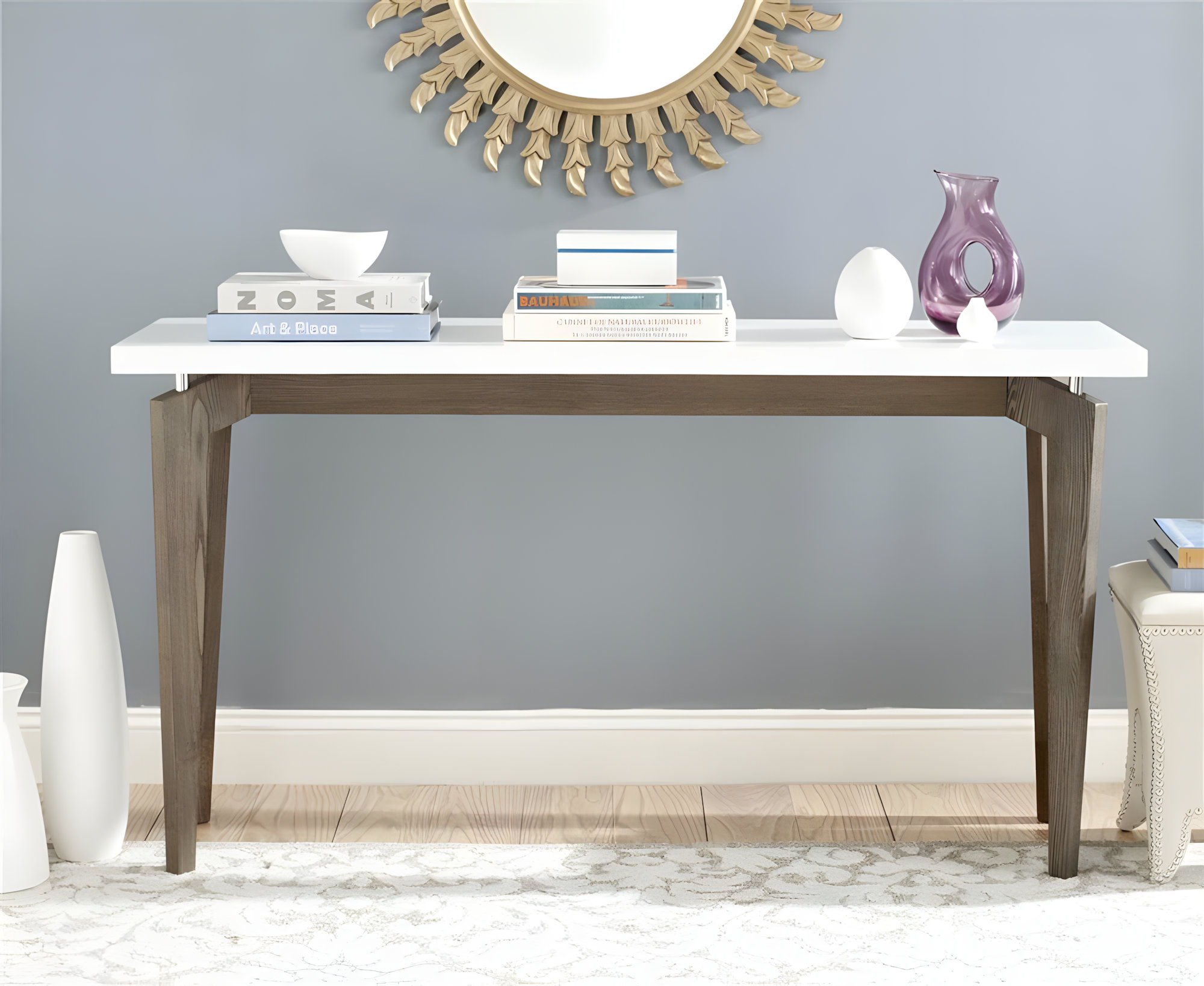 Corrigan Studio Mid-Century Modern Wood Console Table With White And ...