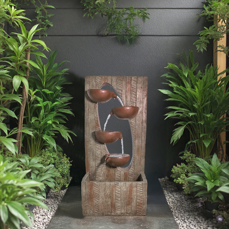 Red Barrel Studio® Three Cascading Basins Fountain Weather Resistant ...