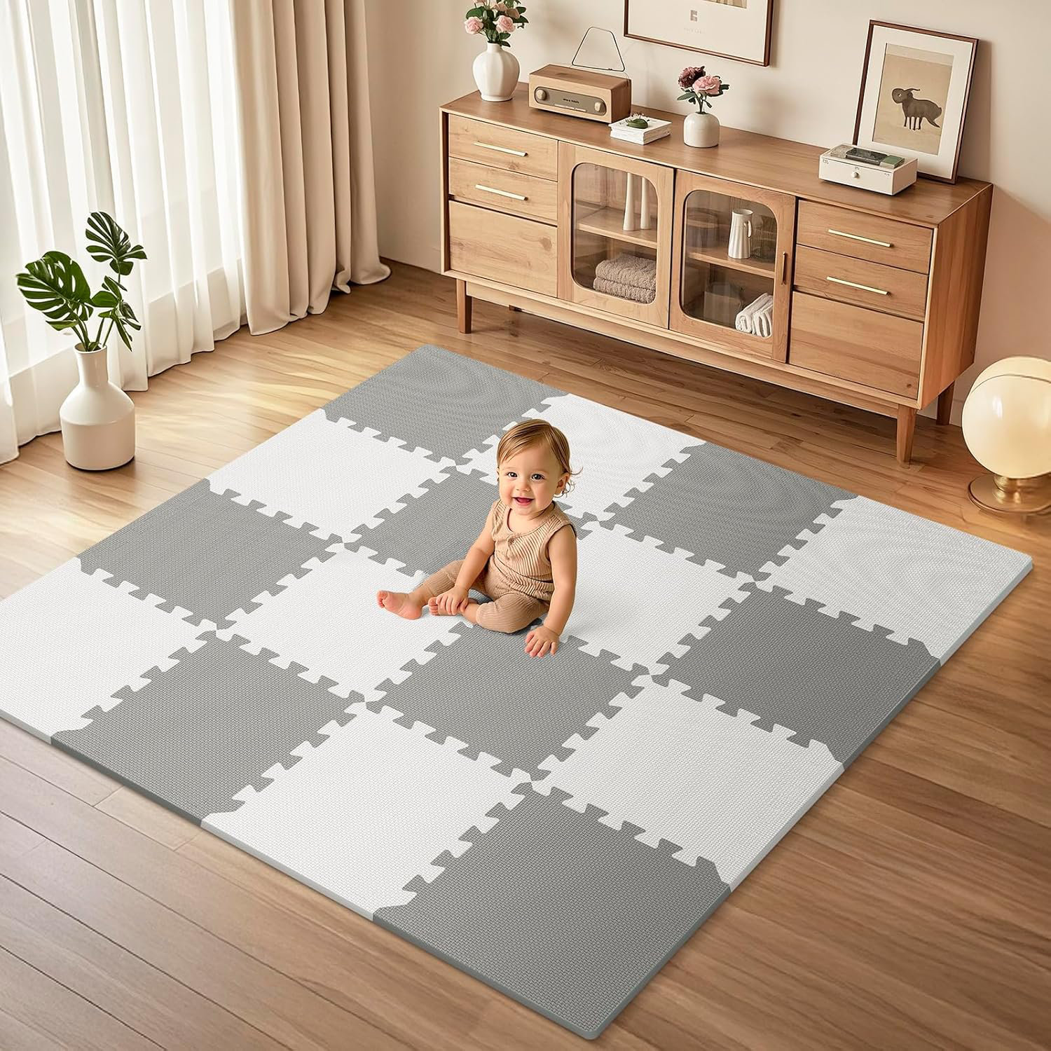 PIGLOG 16 Pcs Baby Play Mat For Floor, Eva Foam Baby Play Mat With 0.6 ...