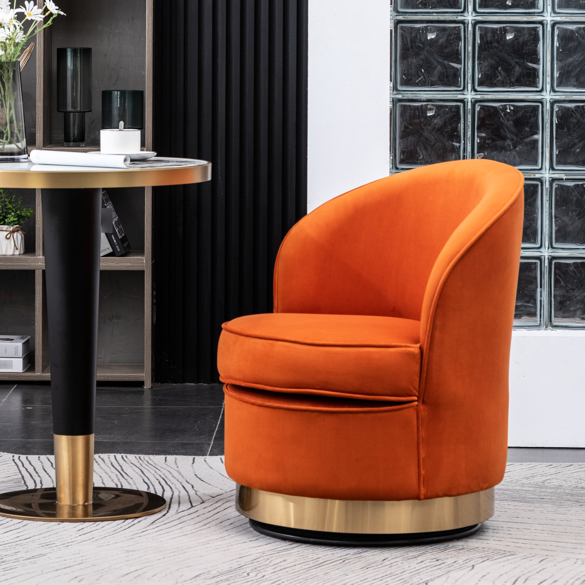 Red Barrel Studio® Velvet Rotating Chair - Comfortable , Chic Style In ...