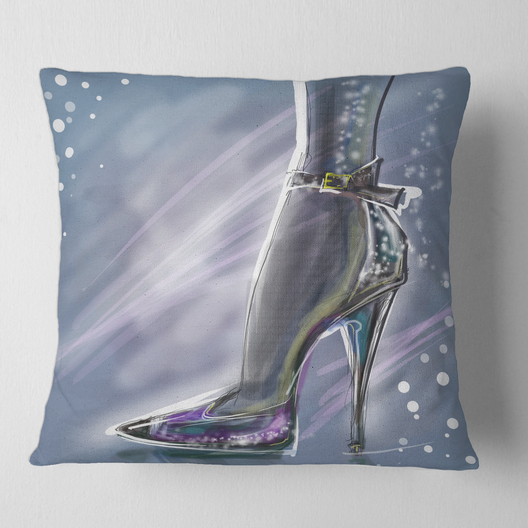 Design Art Shiny Shoe High Heeled Stiletto with Glitter Square Pillow ...