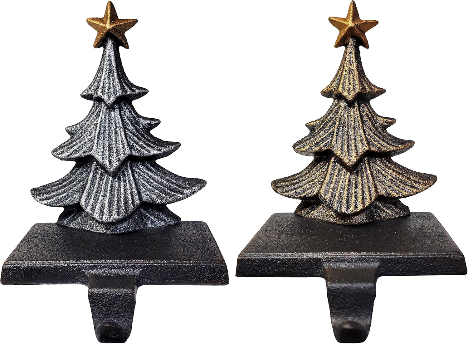 AMIBZ Christmas Tree Stocking Holders, Set Of 2 Trees In Metallic Gold ...