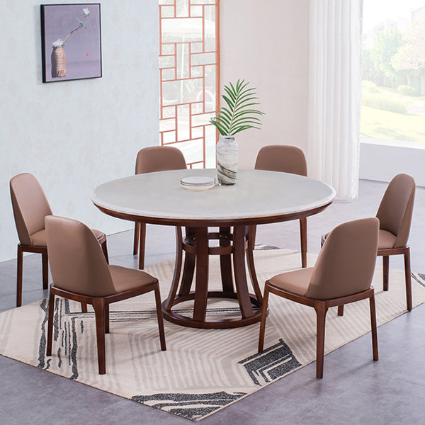 RARLON 7 - Piece Marble Top Pedestal Dining Set | Wayfair