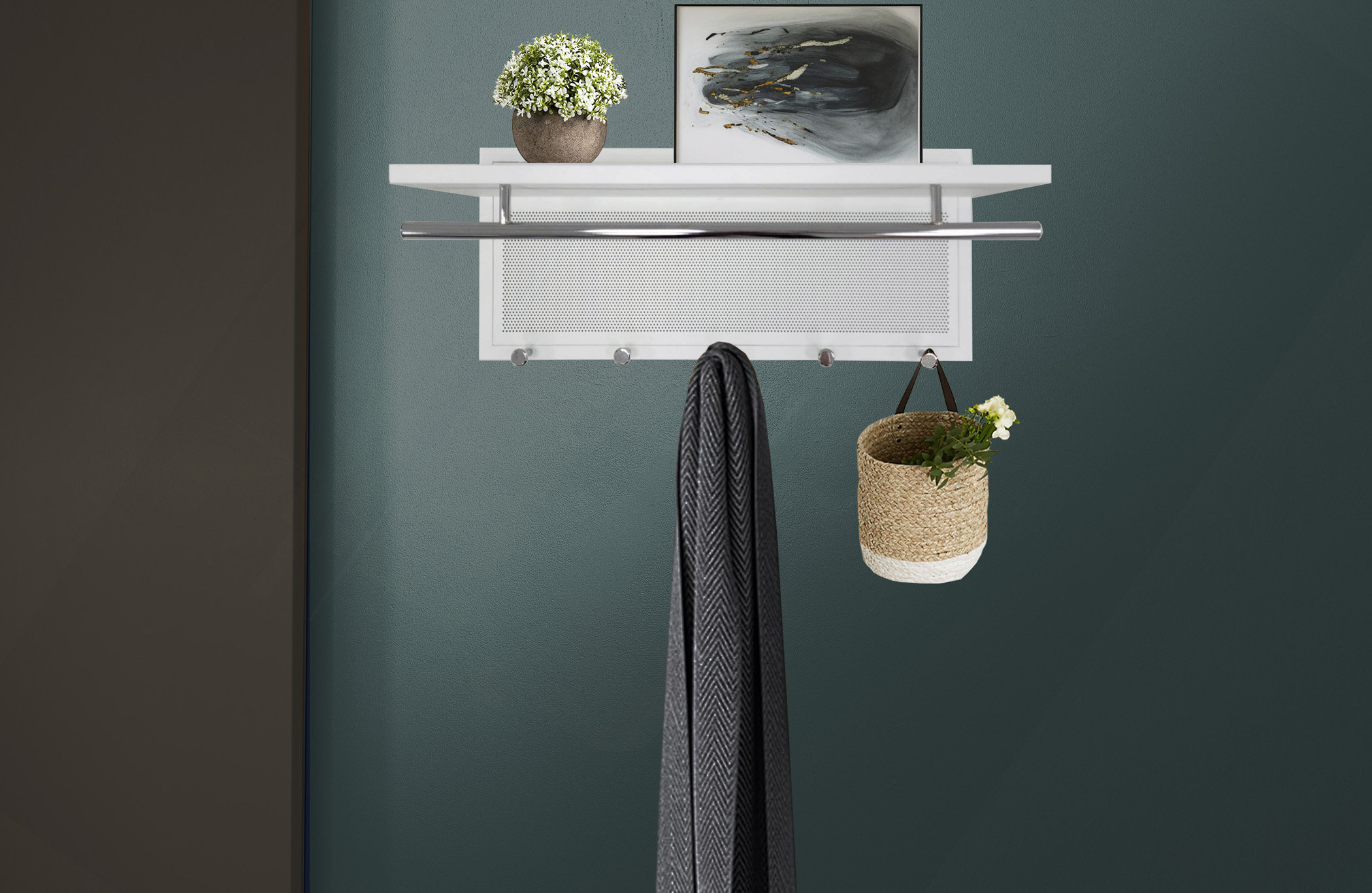 Ophelia & Co. Metal Powder Coating Hook Wall Mounted With Shelf ...