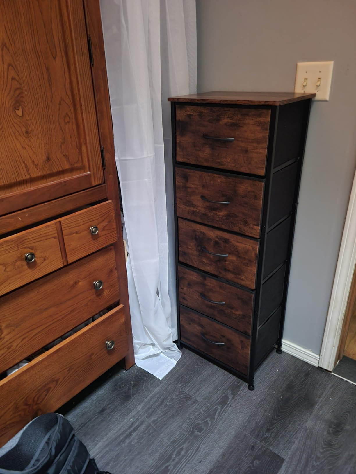 17 Stories Tall Dresser 5 Drawer Storage Organizer Chest of Drawers ...