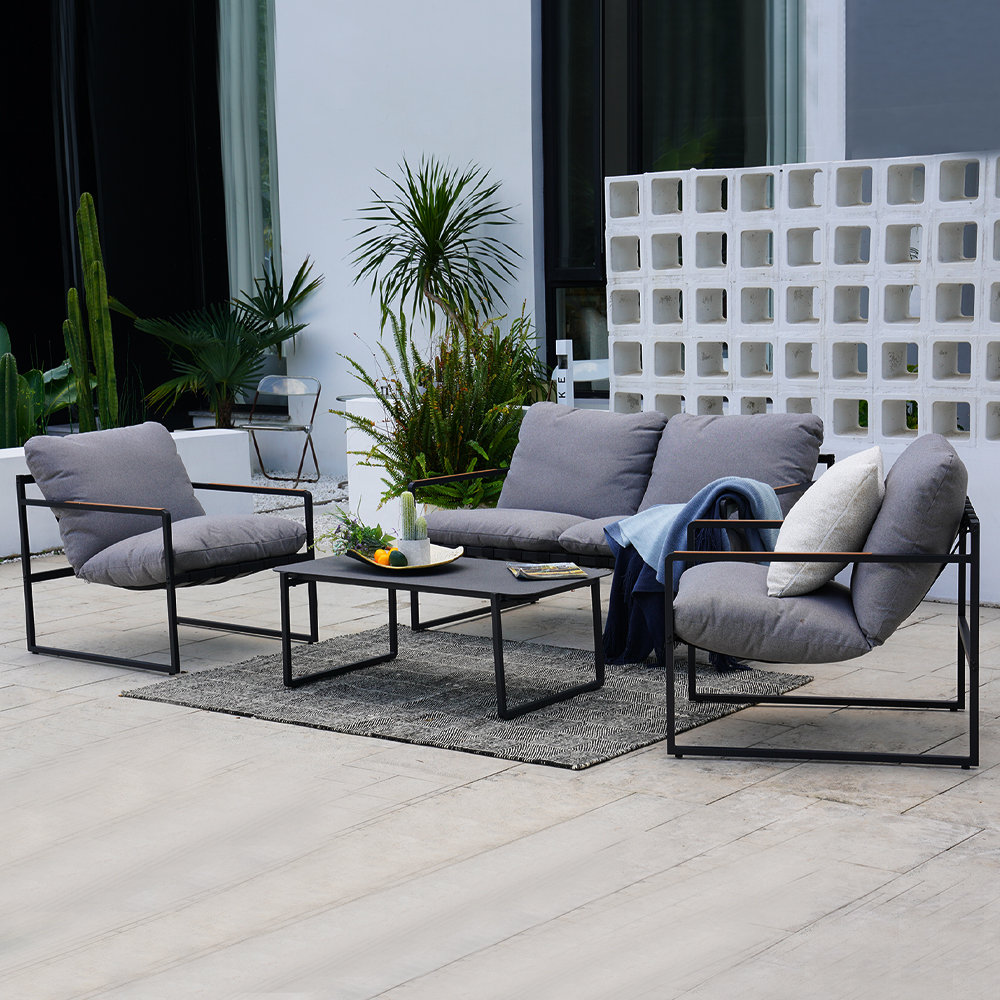 Winston Porter All Steel Detachable Webbing Sofa Set Of 4 Pieces ...