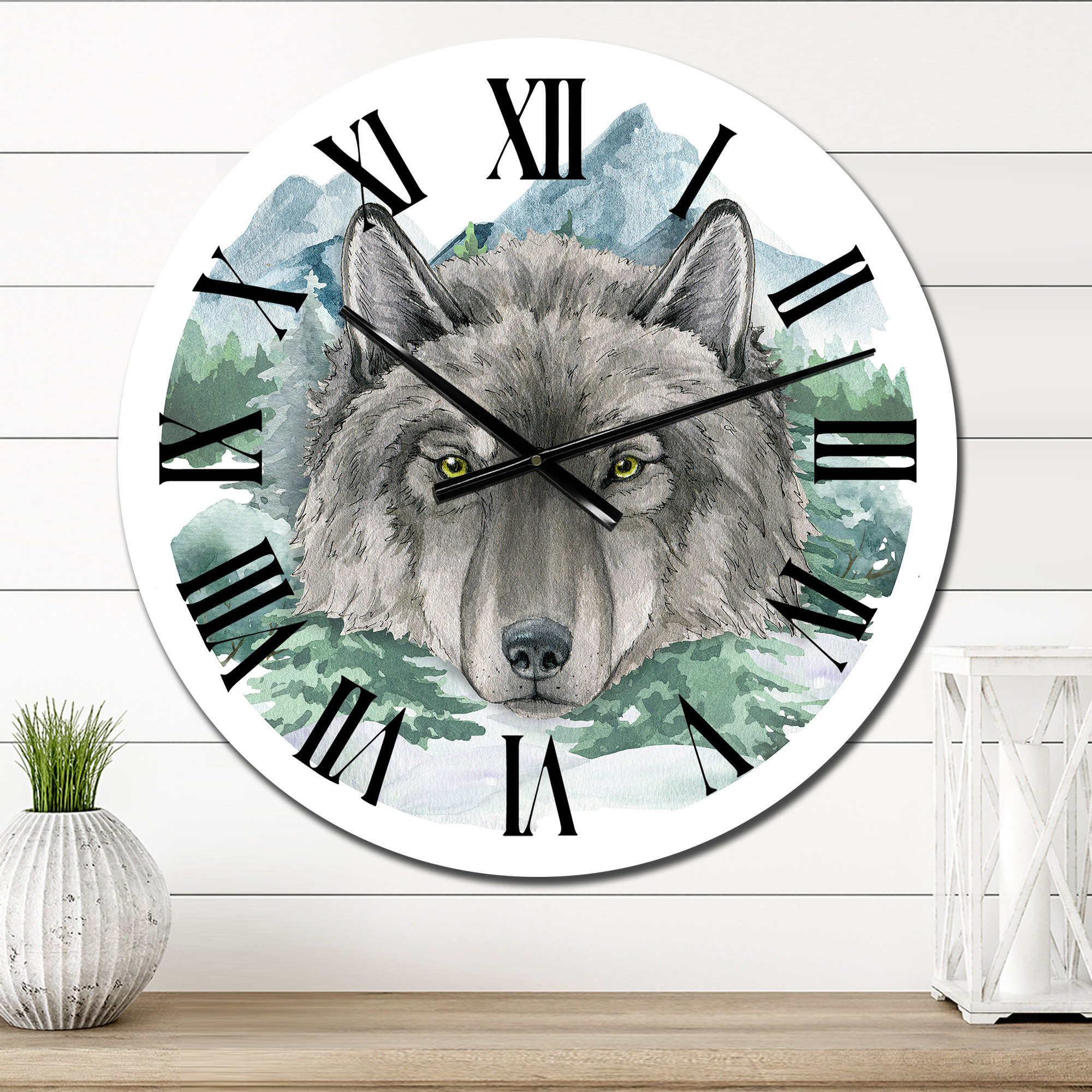East Urban Home Portrait of a Wolf II - Country Wall Clock | Wayfair