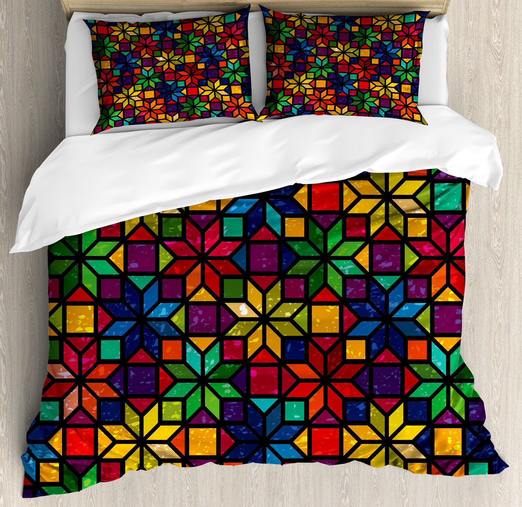 Ambesonne Geometric Duvet Cover Set, Window Glass Pattern, Calking ...