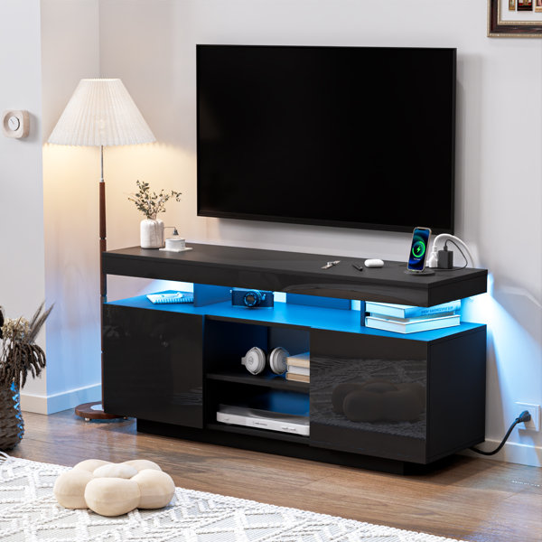 Wrought Studio Modern 47.2/55.1 in Media Console with Outlet and RGB ...