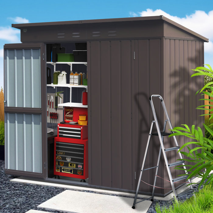 domi outdoor living 6.26 ft. W x 4.51 ft. D Metal Portable Storage Shed ...