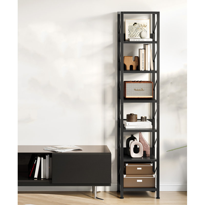 17 Stories Narrow Bookshelf Tall Skinny Bookcase 6 Tier Storage Rack ...