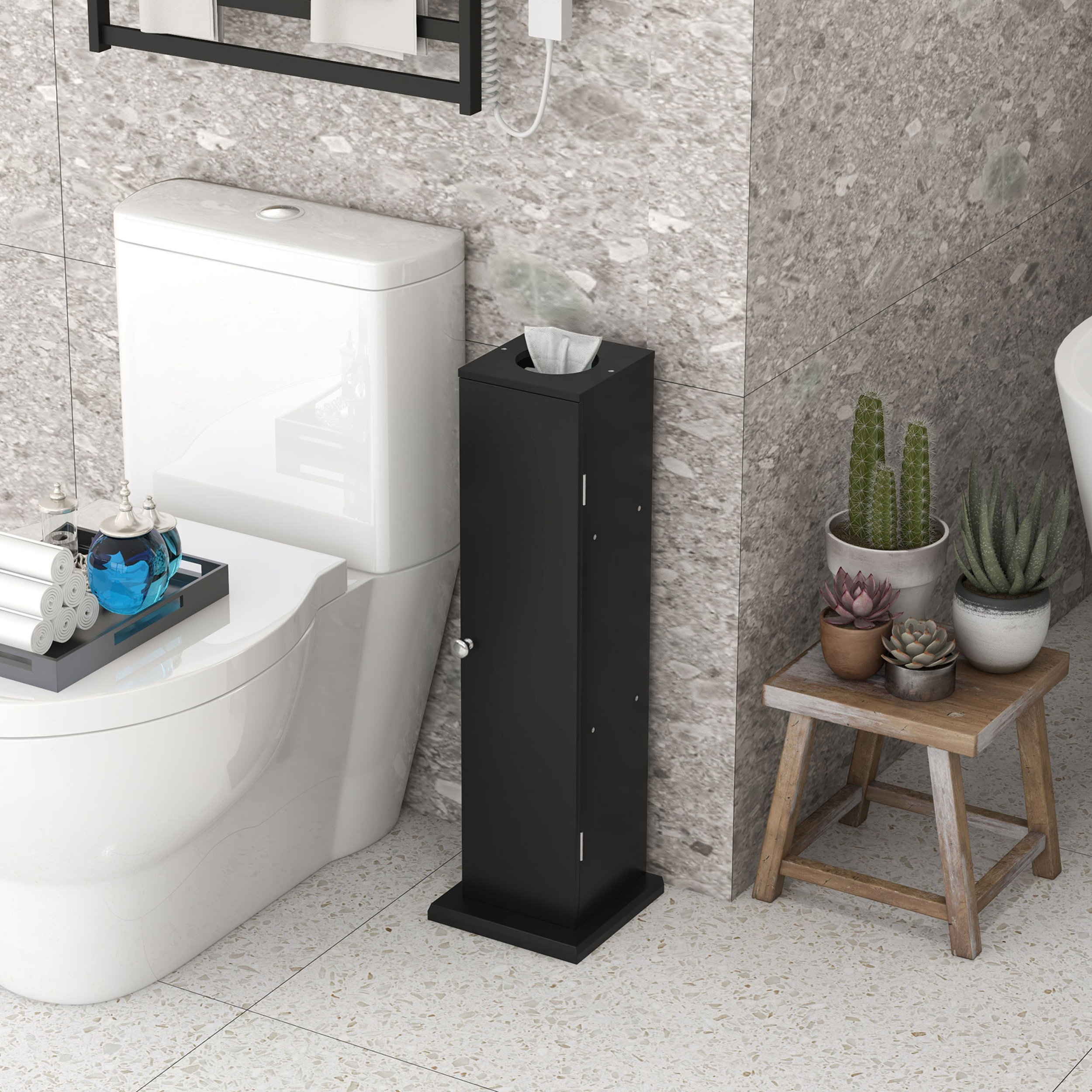 Ophelia & Co. Small Black Bathroom Corner Floor Cabinet with Doors ...