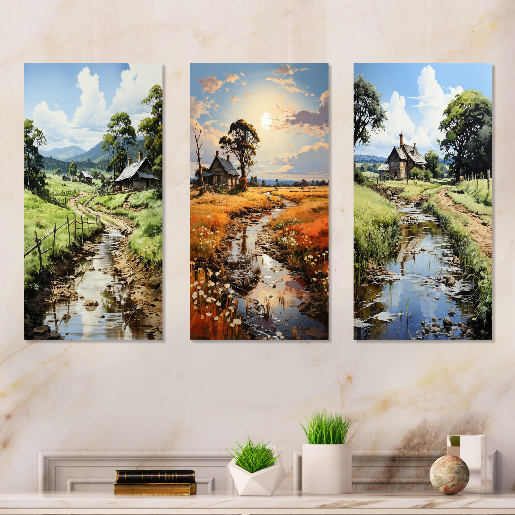 Gracie Oaks Countryside Farm Bliss - Farm Canvas Art Print Set Of 4 ...