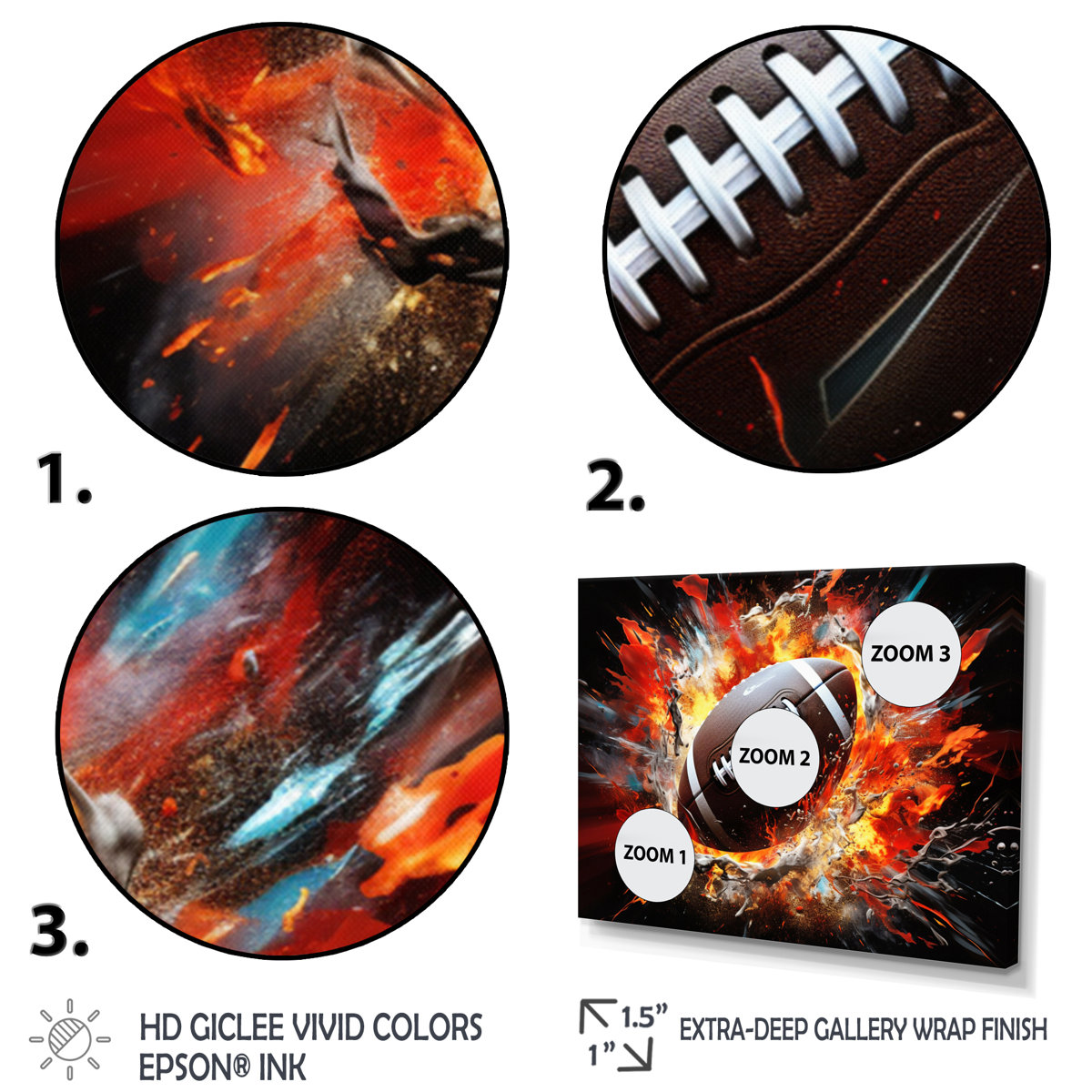 Latitude Run® Red Football Explosive Ballon On Canvas Print | Wayfair