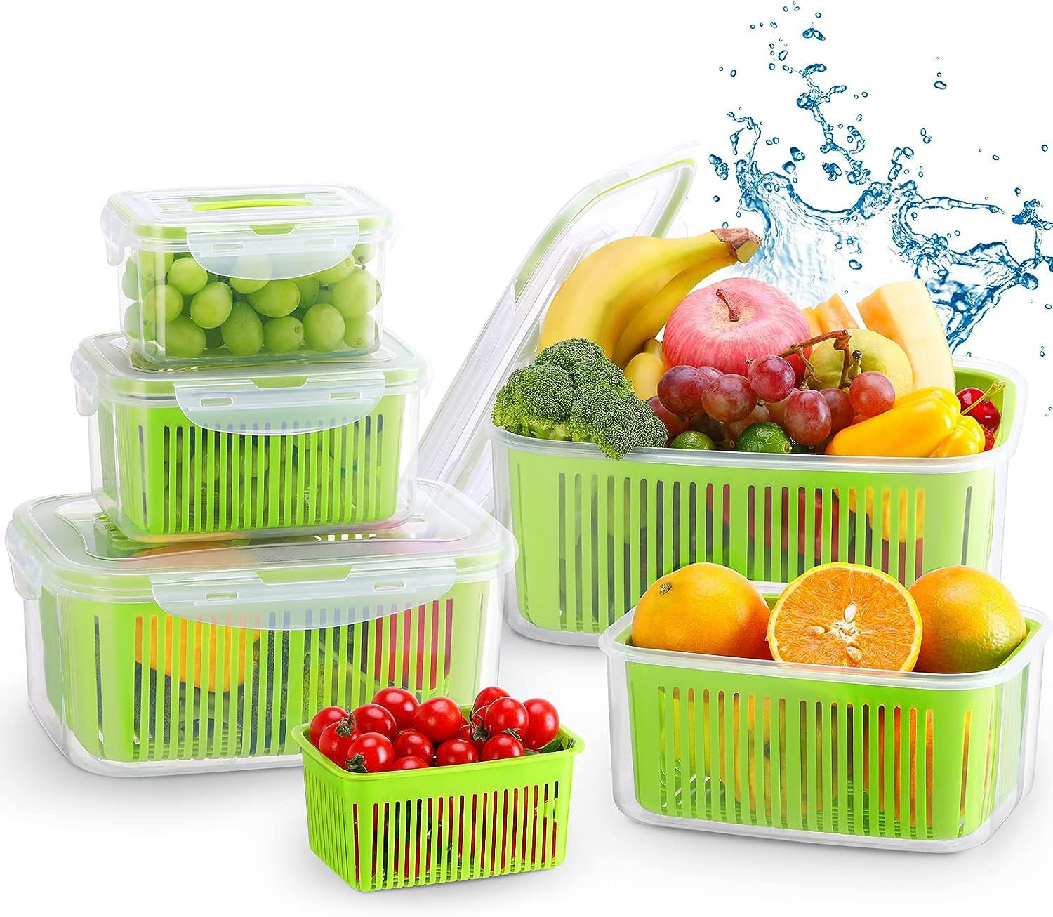 Prep & Savour Donara 5 Pack Fruit Storage Containers for Fridge, BPA ...