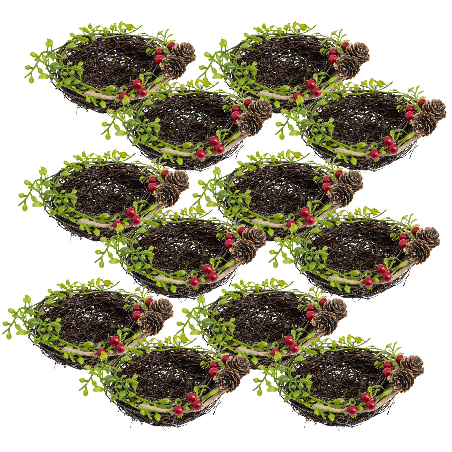 Primrue 4.5"Dia. Bird Nests - Set of 12 - Green | Wayfair