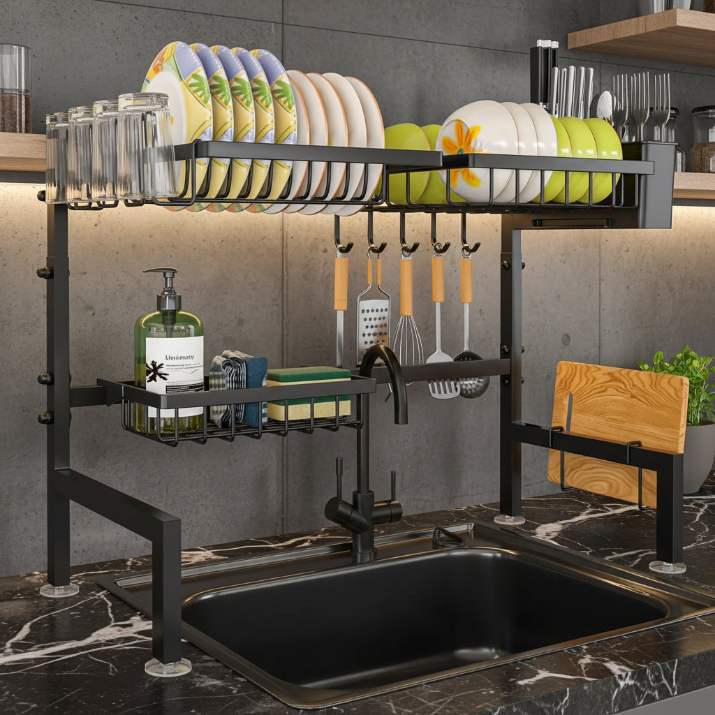 HONGZHIXINXI Large Stainless Steel Double-Layer Drain Rack For Upper ...