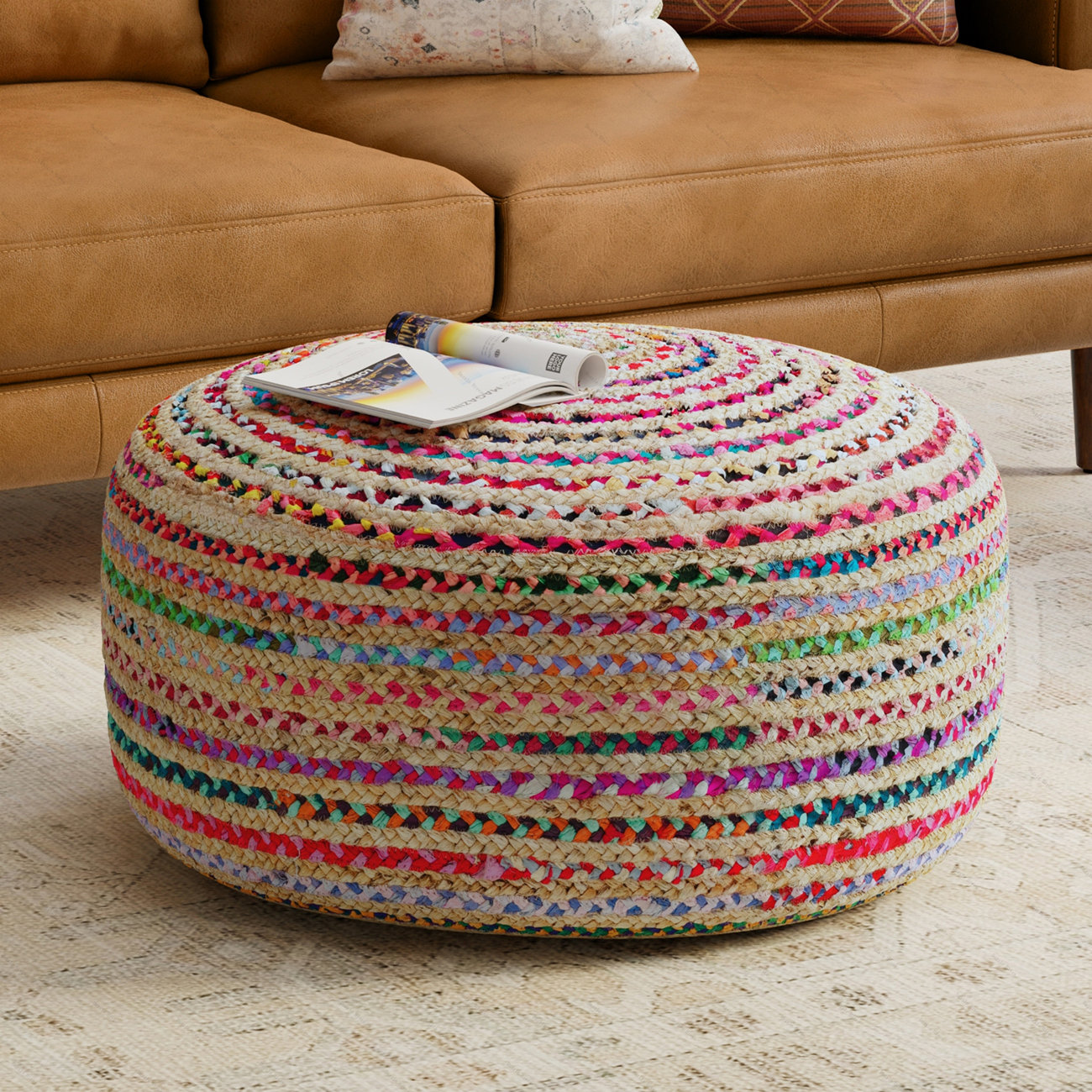 Ebern Designs Margo Large Round Pouf | Wayfair