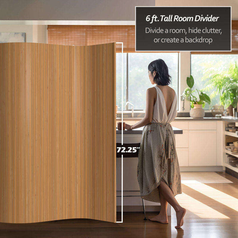 Bayou Breeze Siena Rolling Bamboo Room Divider & Reviews | Wayfair