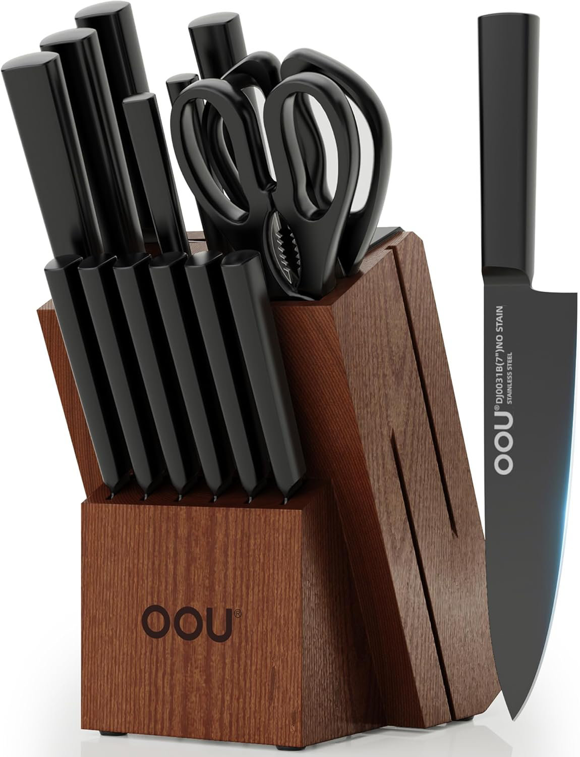 GLETED 15 Pieces High Carbon Stainless Steel Chef Knife Sets,with Built ...