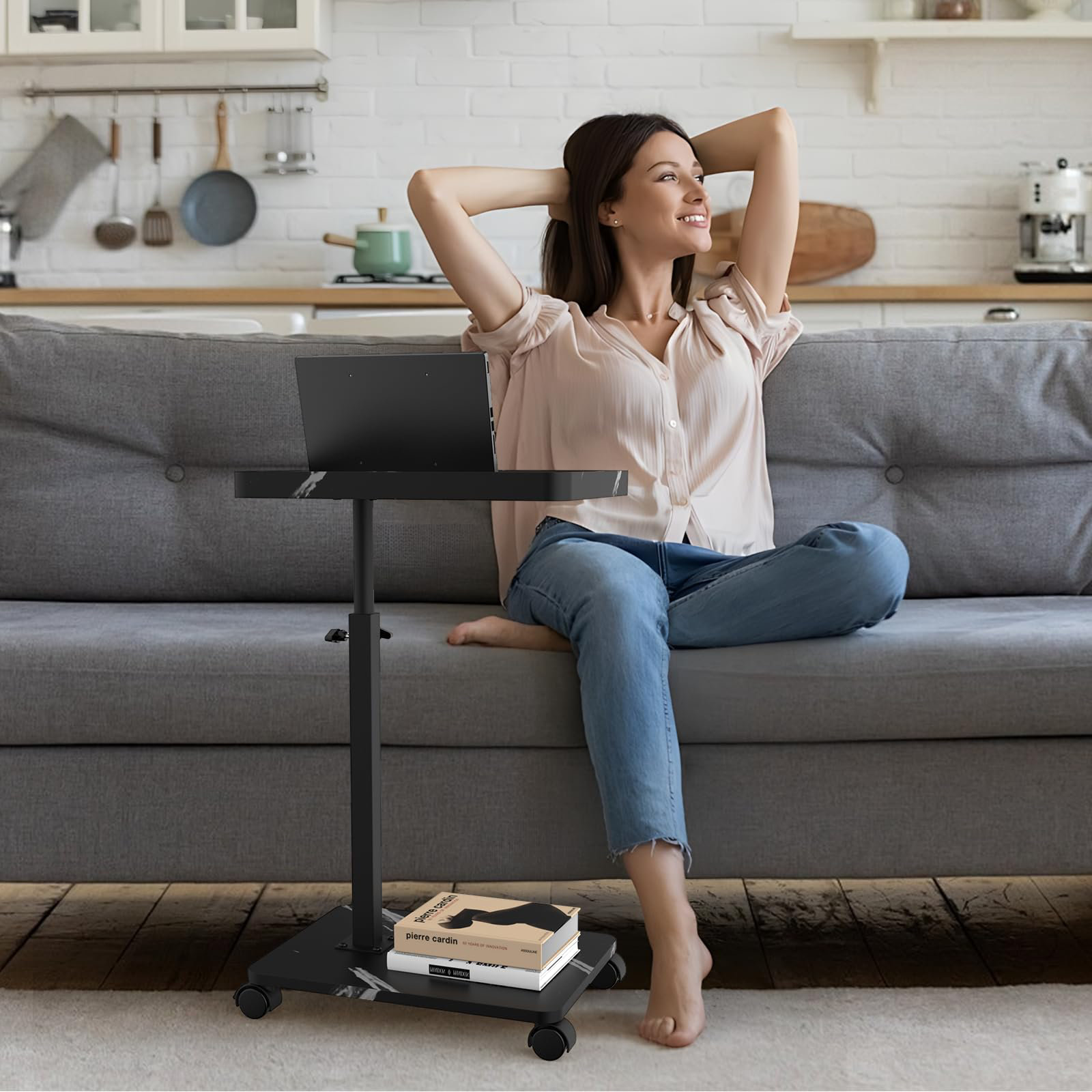 17 Stories C Table End Table, Slide Under Couch Table With Wheels, 360 ...