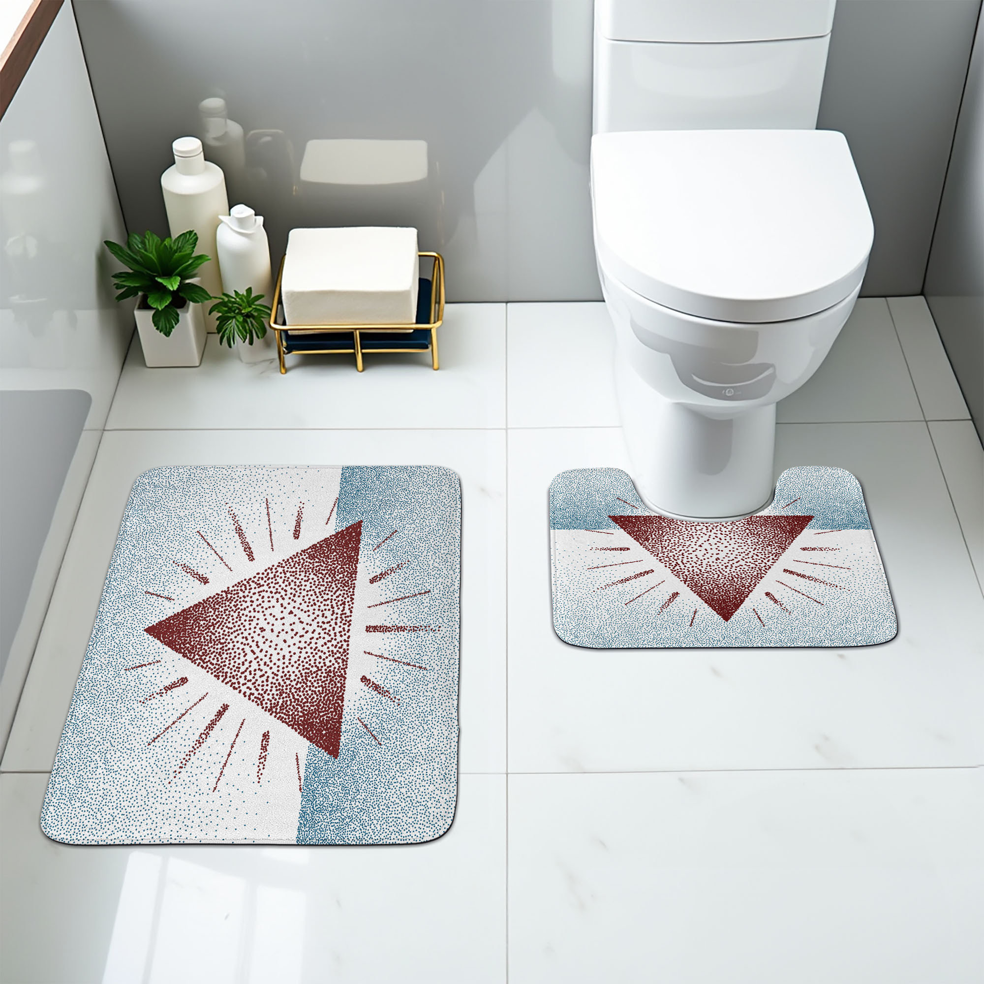 Dakota Fields Geometric Bathroom Rug Set 2 Pieces Rectangle & Contour ...