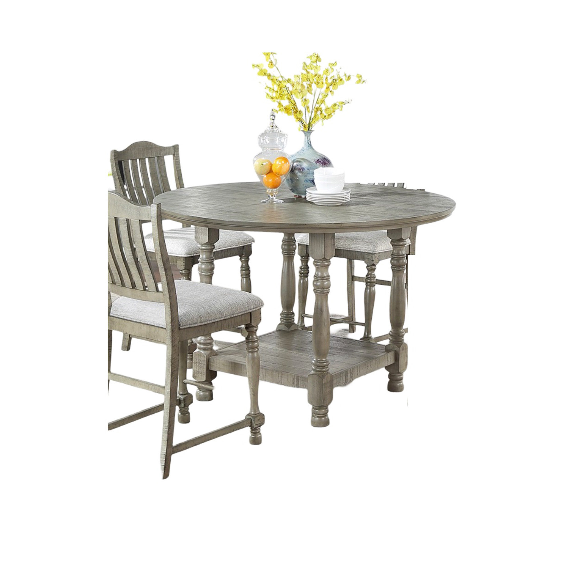 Darby Home Co Stylish And Functional Round Dining Table With Open Shelf ...