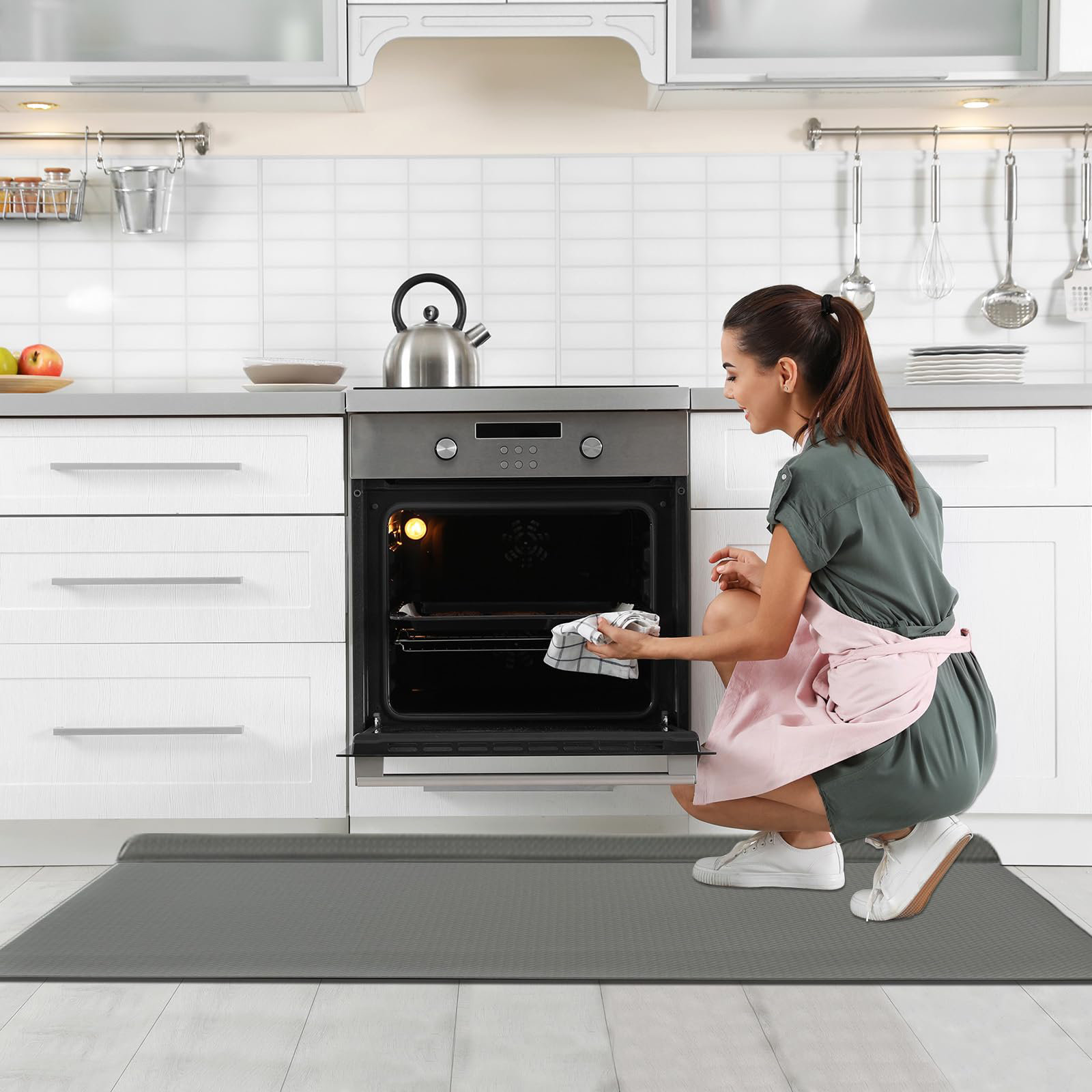 Hokku Designs 2-Piece Kitchen Mat Set, Anti-Fatigue Memory Foam Floor Rugs with Dust-Proof Edge ...