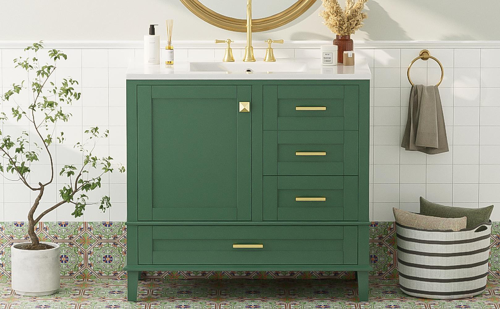 Winston Porter 36" Green Bathroom Vanity - Wayfair Canada