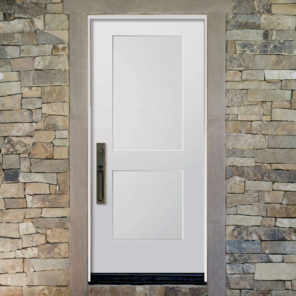 Trimlite Smooth Fiberglass 2 Panel Shaker Exterior Door with 4-9/16 ...