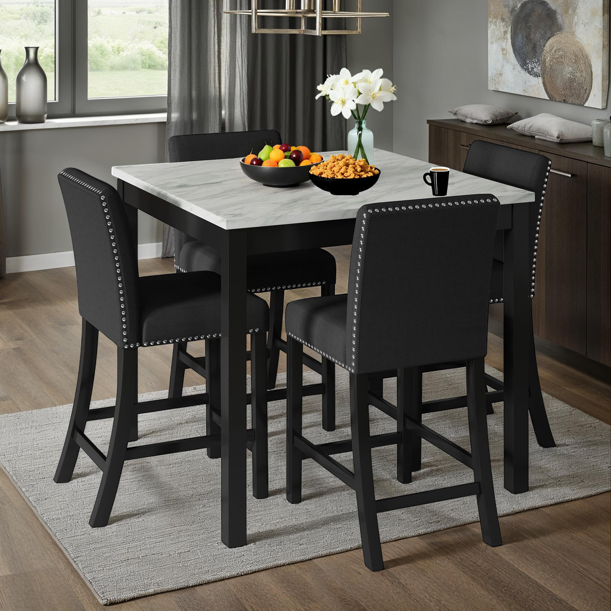 Red Barrel Studio® Modern 5-Piece Dining Set with Square Counter Height ...