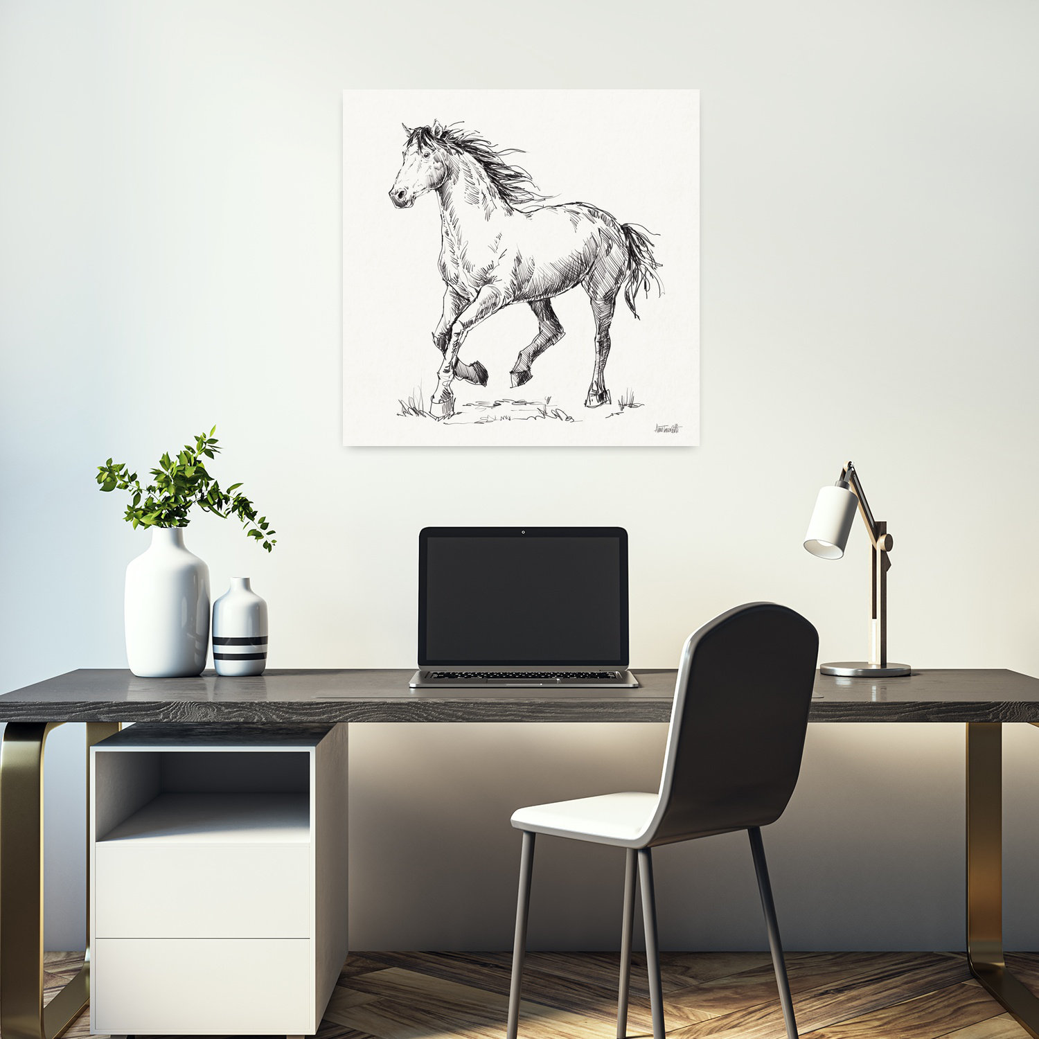 Dakota Fields Contemporary Trot Sketch With Animal Animals Art | Wayfair