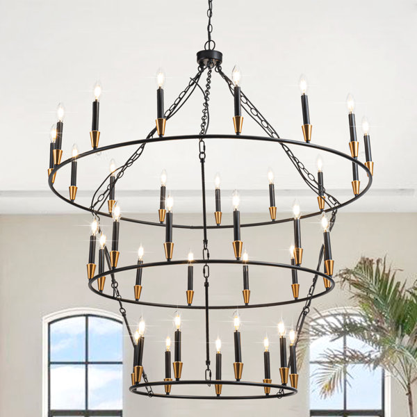 Gracie Oaks Holtman 36 - Light Chandelier Wagon Wheel Chandelier Large ...
