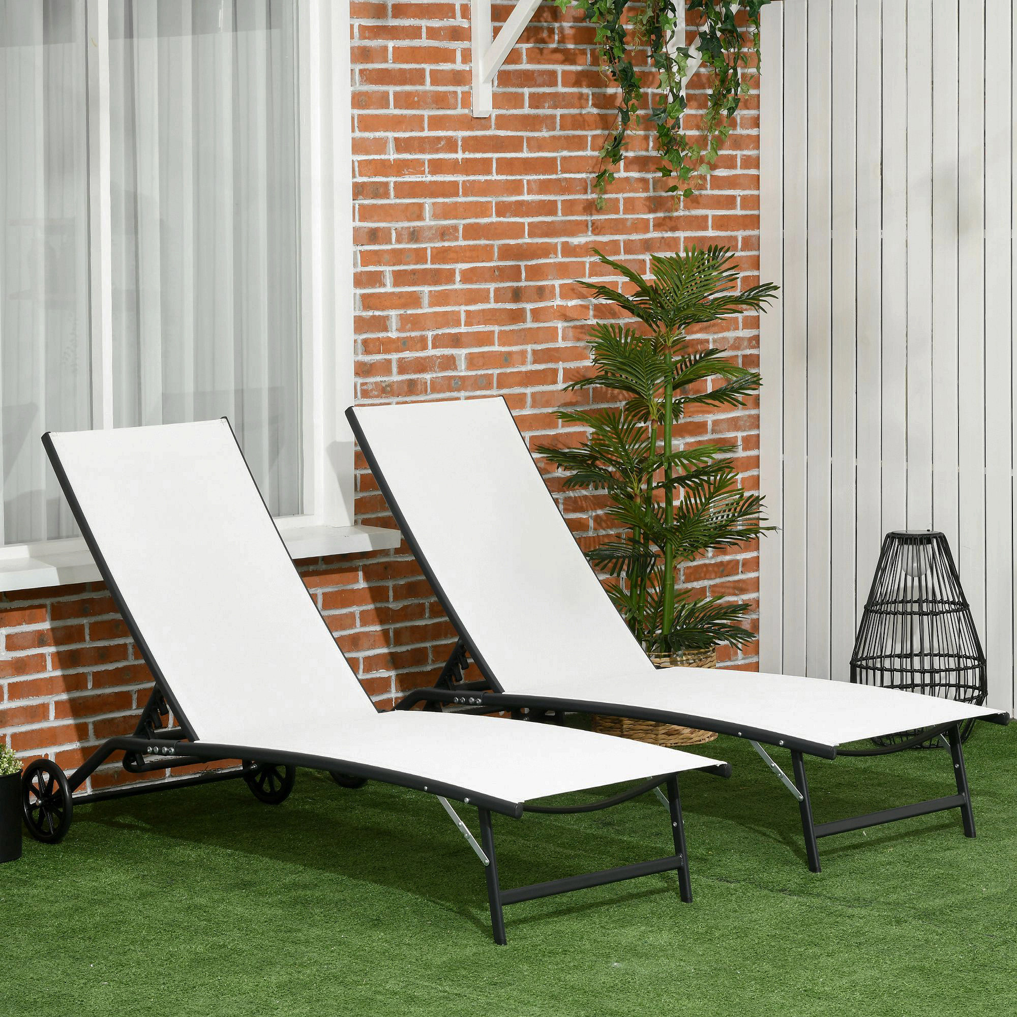 Arlmont & Co. Outsunny Outdoor Chaise Lounge, 2 Piece Lounge Chair With ...