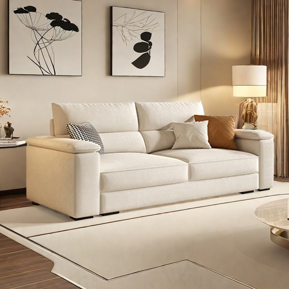 wangling hone Creamy style modern simple straight sofa | Wayfair
