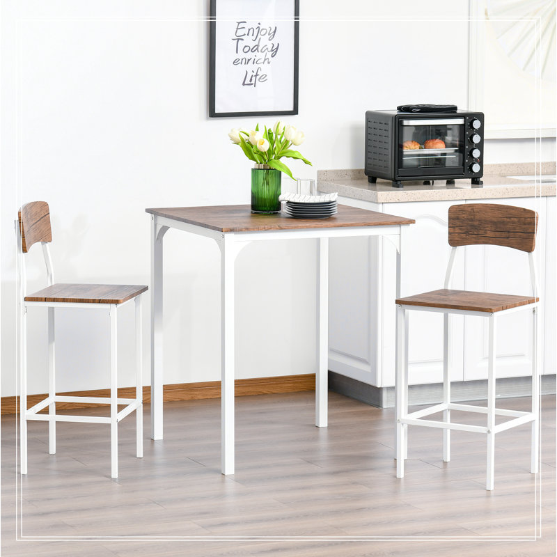 Ebern Designs 3 Piece Bar Table Set, Counter Height Dining Table Set ...