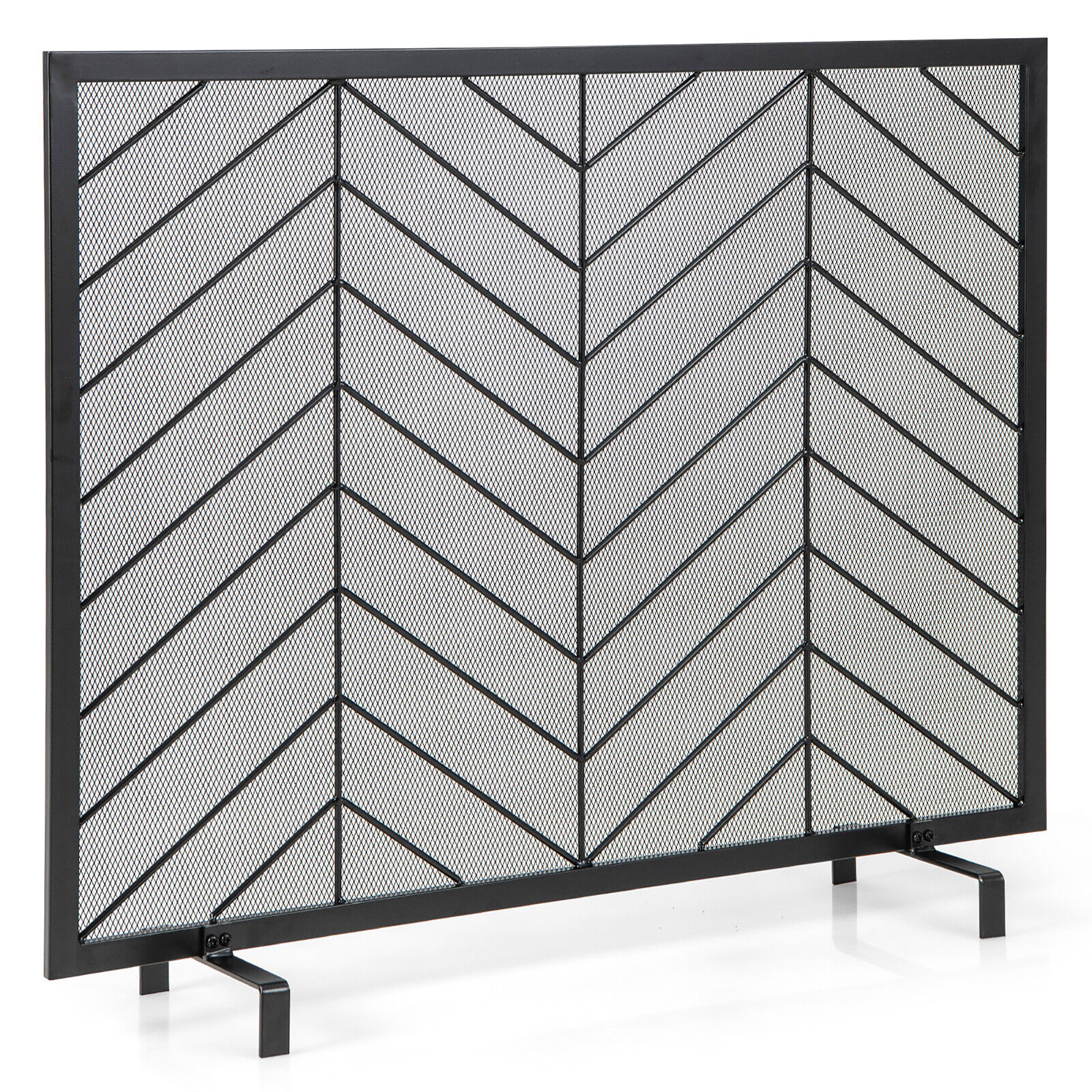 Mercer41 Single Panel Fireplace Screen, Wrought Metal Fire Spark Guard ...