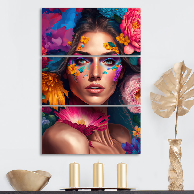 Wildon Home® Eleisha Floral Sensual Woman Portrait IV on Canvas 3 ...