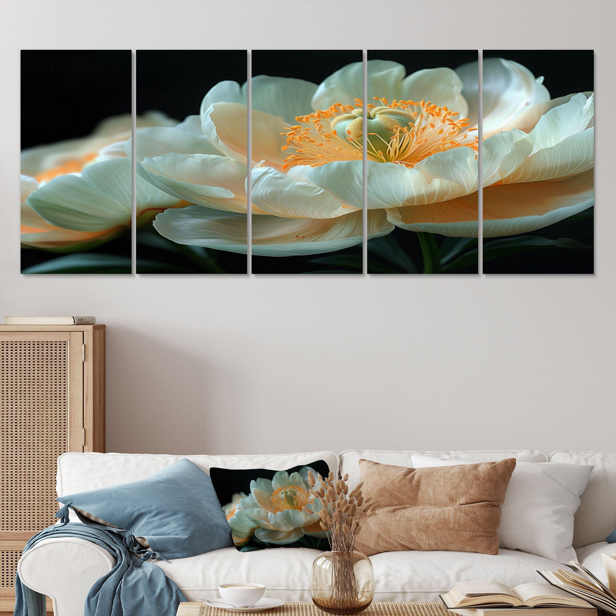 Design Art White Black Crystal Peonies Beauty II - Peonies Wall Decor ...