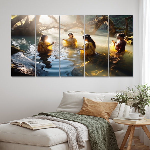 Mercer41 Young Beautiful Goddesses Bathing In The River III On Canvas 5 ...