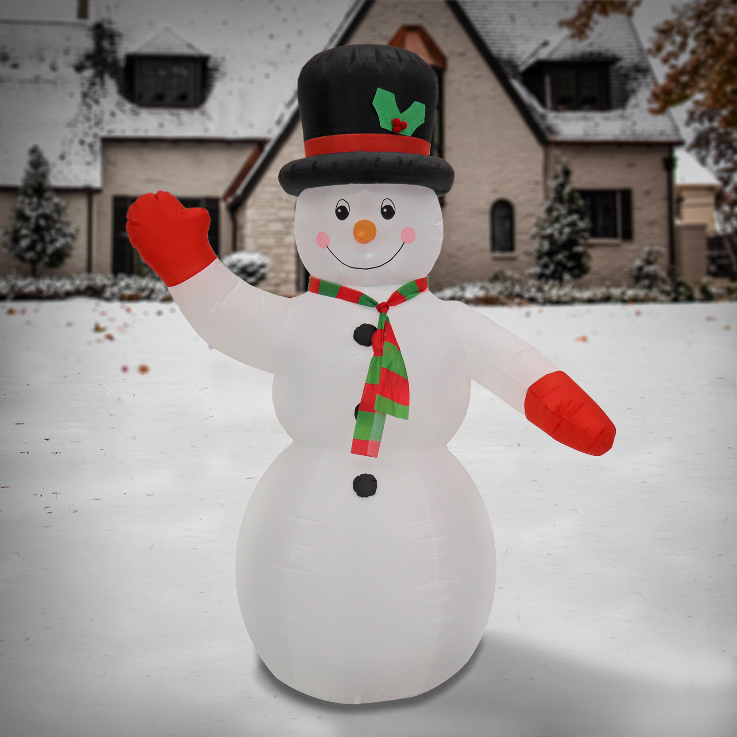 The Holiday Aisle® 8ft. Inflatable Smiling Snowman with LED Lights ...