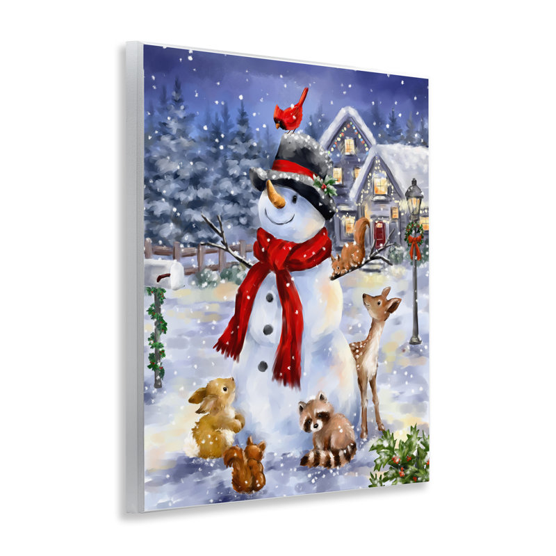 Stupell Industries Snowman & Forest Animals Wall Plaque Art by Jean ...