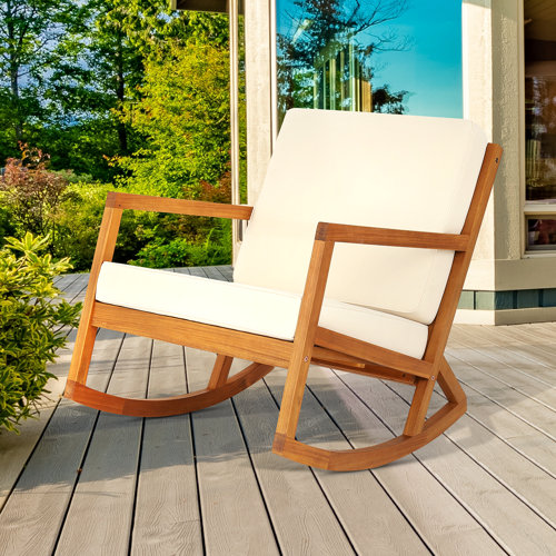 Latitude Run® Louis Acacia Outdoor Rocking Chair & Reviews | Wayfair