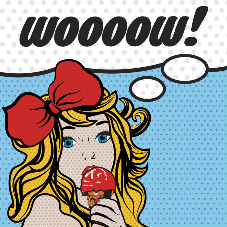 Happy Larry Pop Art Woman WOOOOW! Sign. Vector Illustration. | Wayfair ...