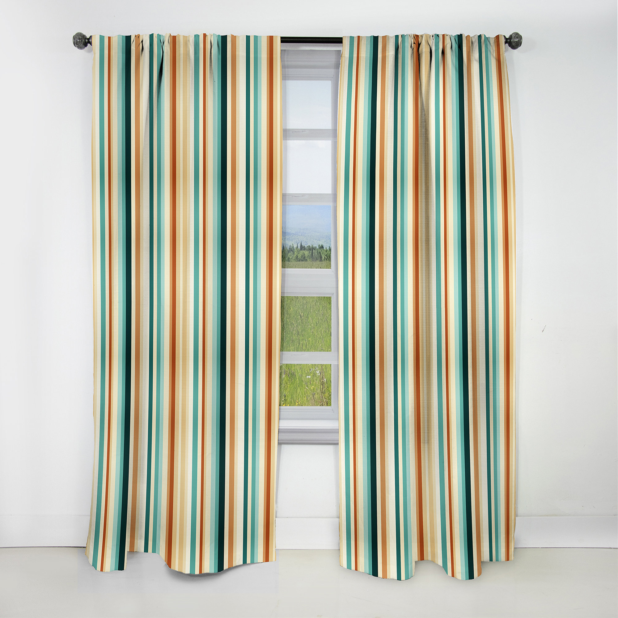 Design Art Coastal Simplicity II - Stripped Curtain - Blackout Striped ...