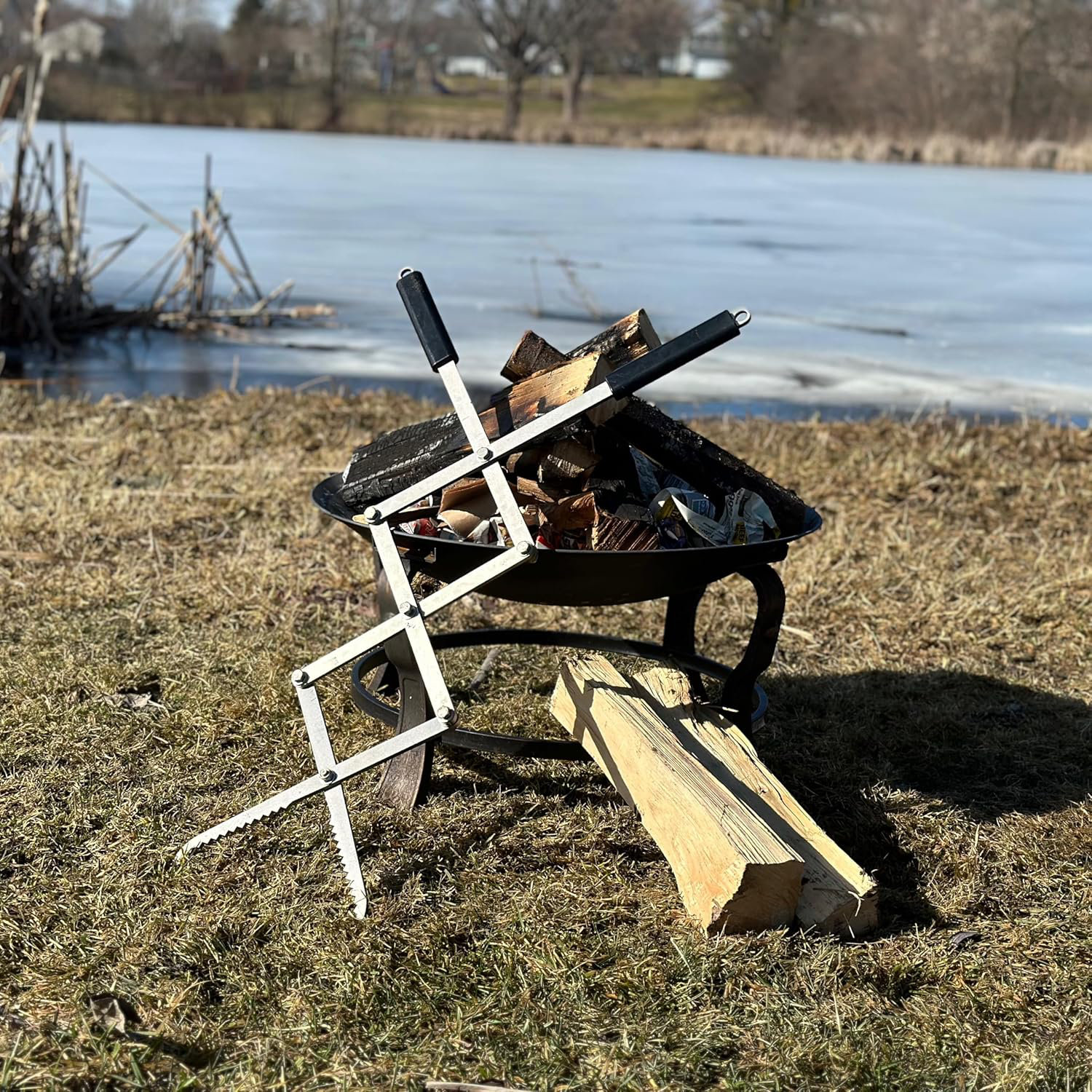 Arlmont & Co. Fire Tongs Stainless Steel, 42in Heavy Duty Accordion ...