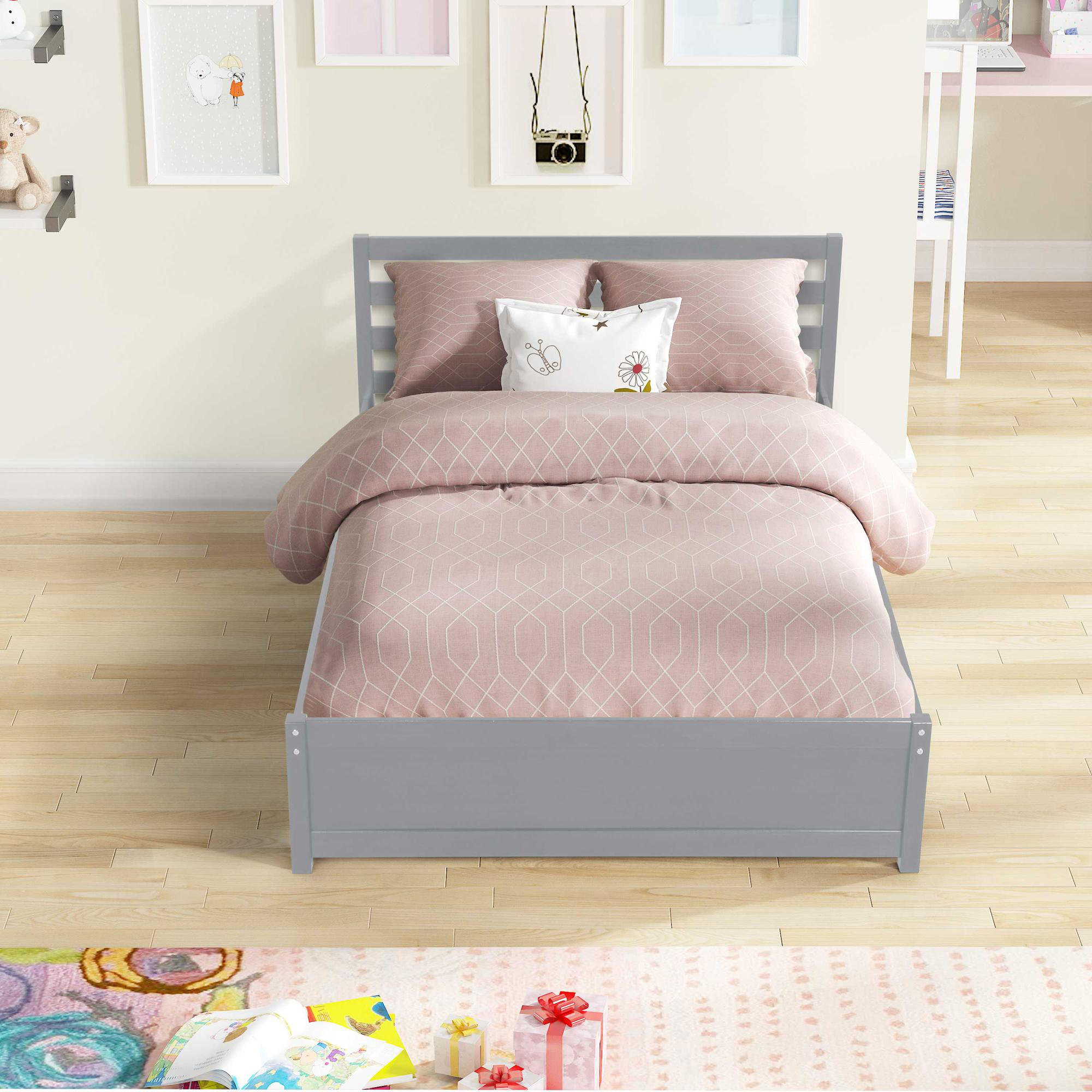 Latitude Run® Wooden Platform Bed with Slatted Headboard and Trundle ...