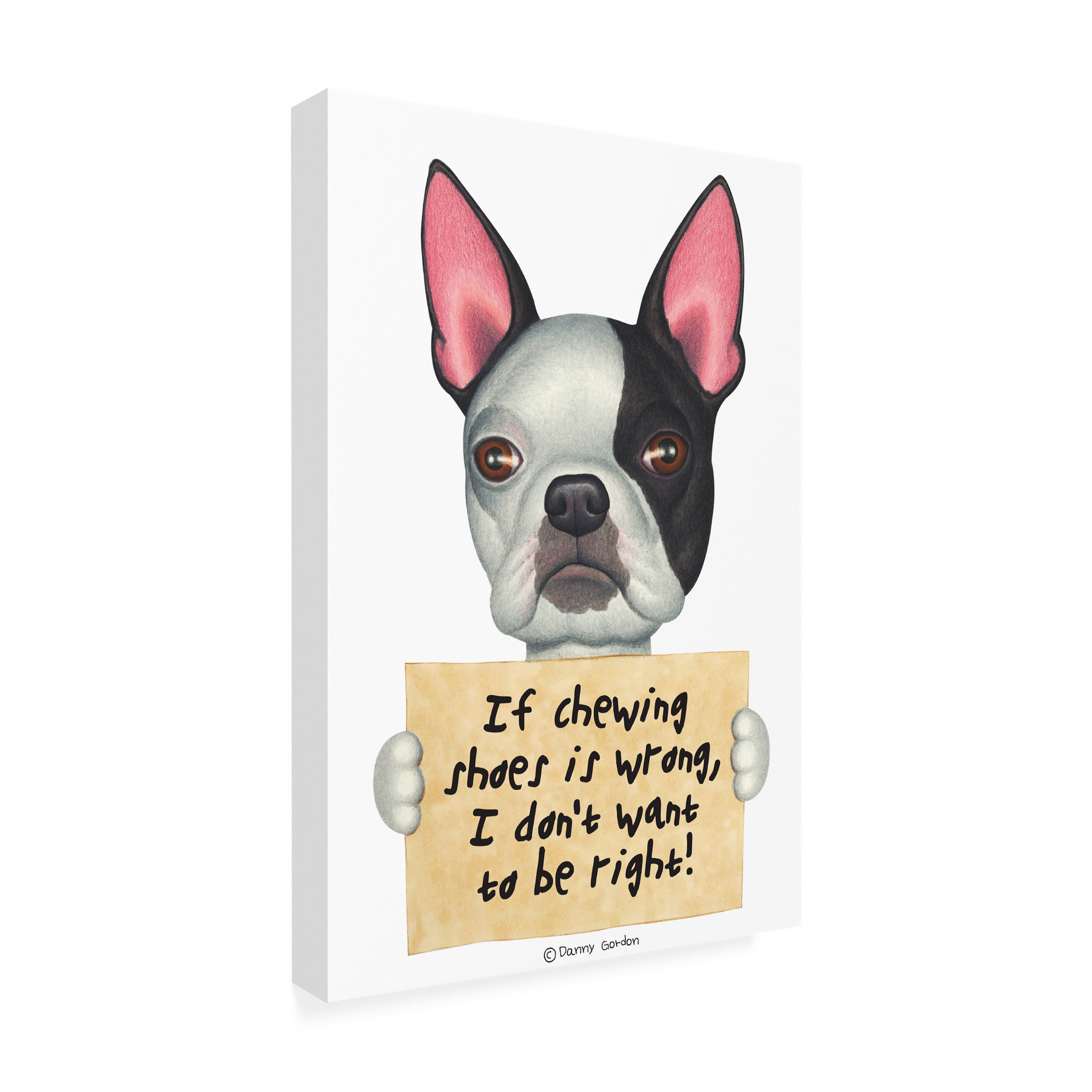 Trinx Danny Gordon Art 'Boston Terrier Black Left Side Of Face' Canvas ...